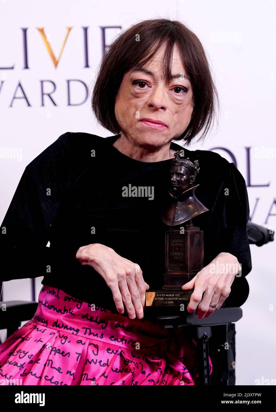 Liz Carr in the press room after winning the Best Actress in a ...