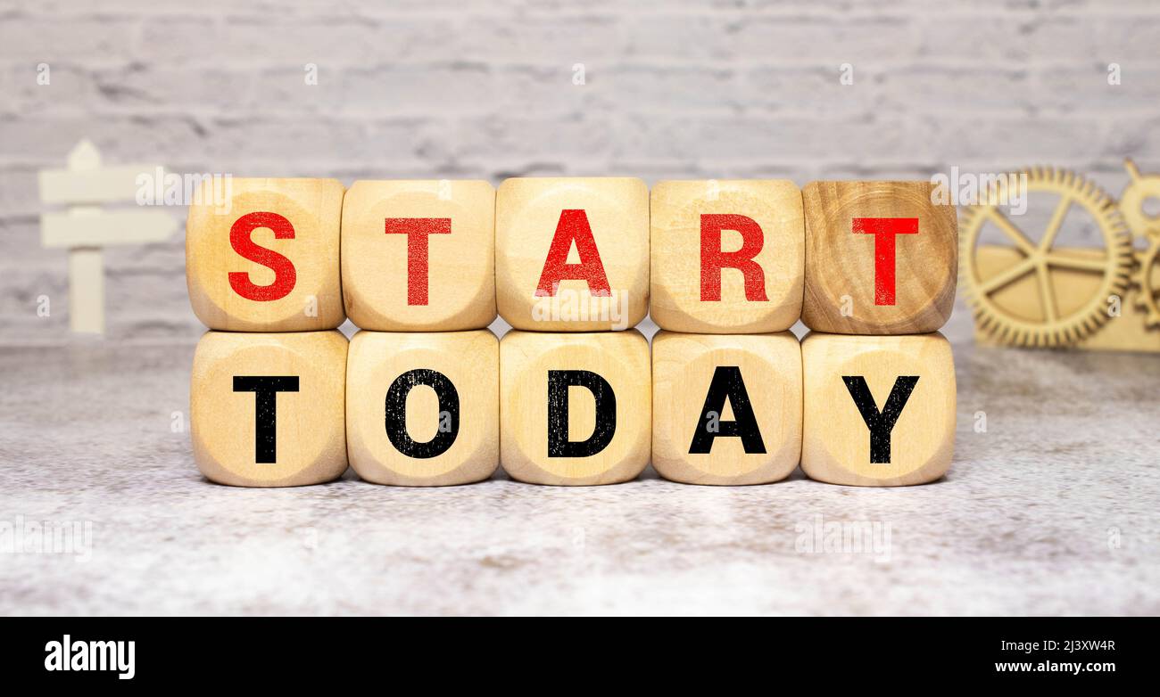 text START TODAY word concept Stock Photo - Alamy