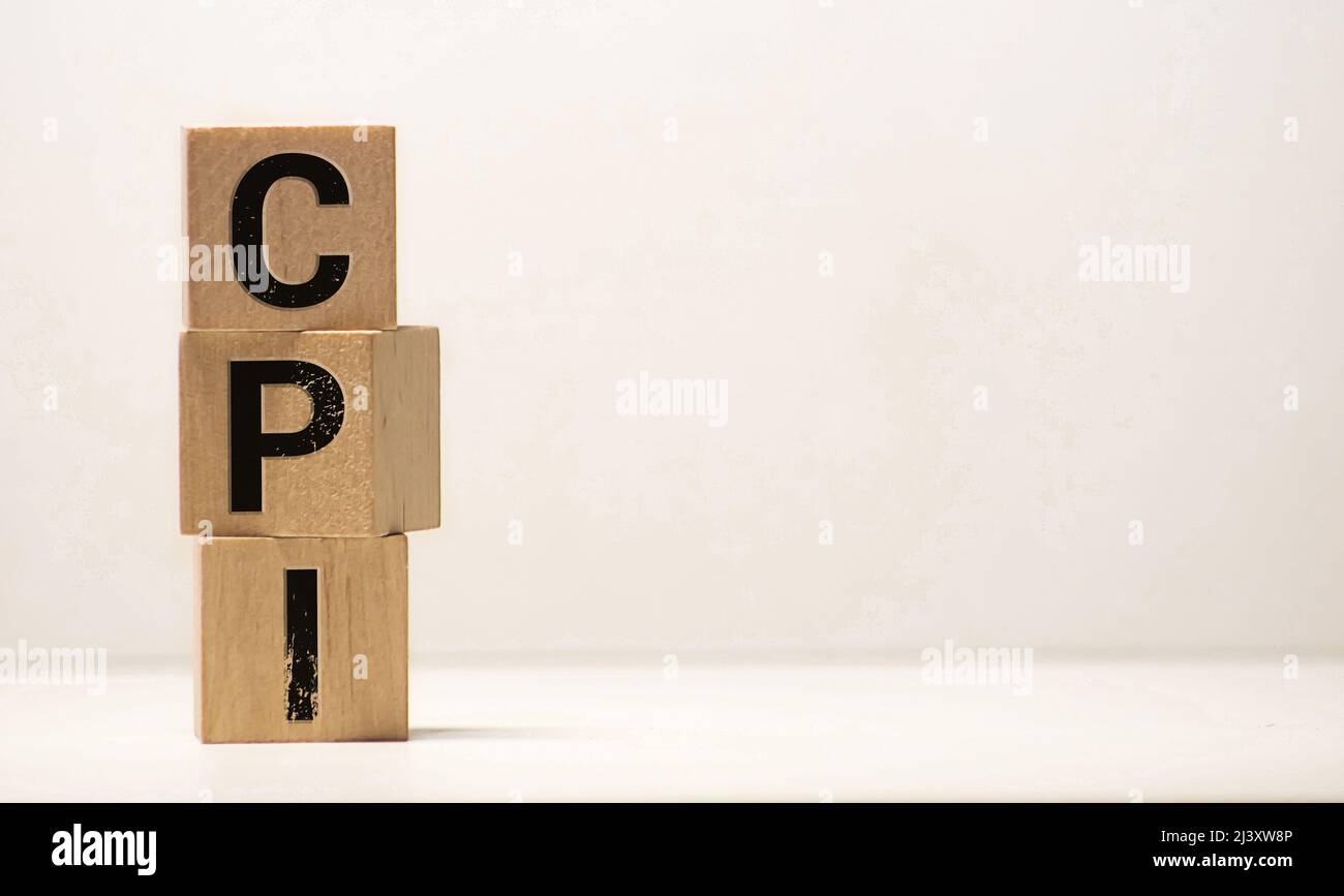 Letter block in word CPI abbreviation of consumer price index on wood ...