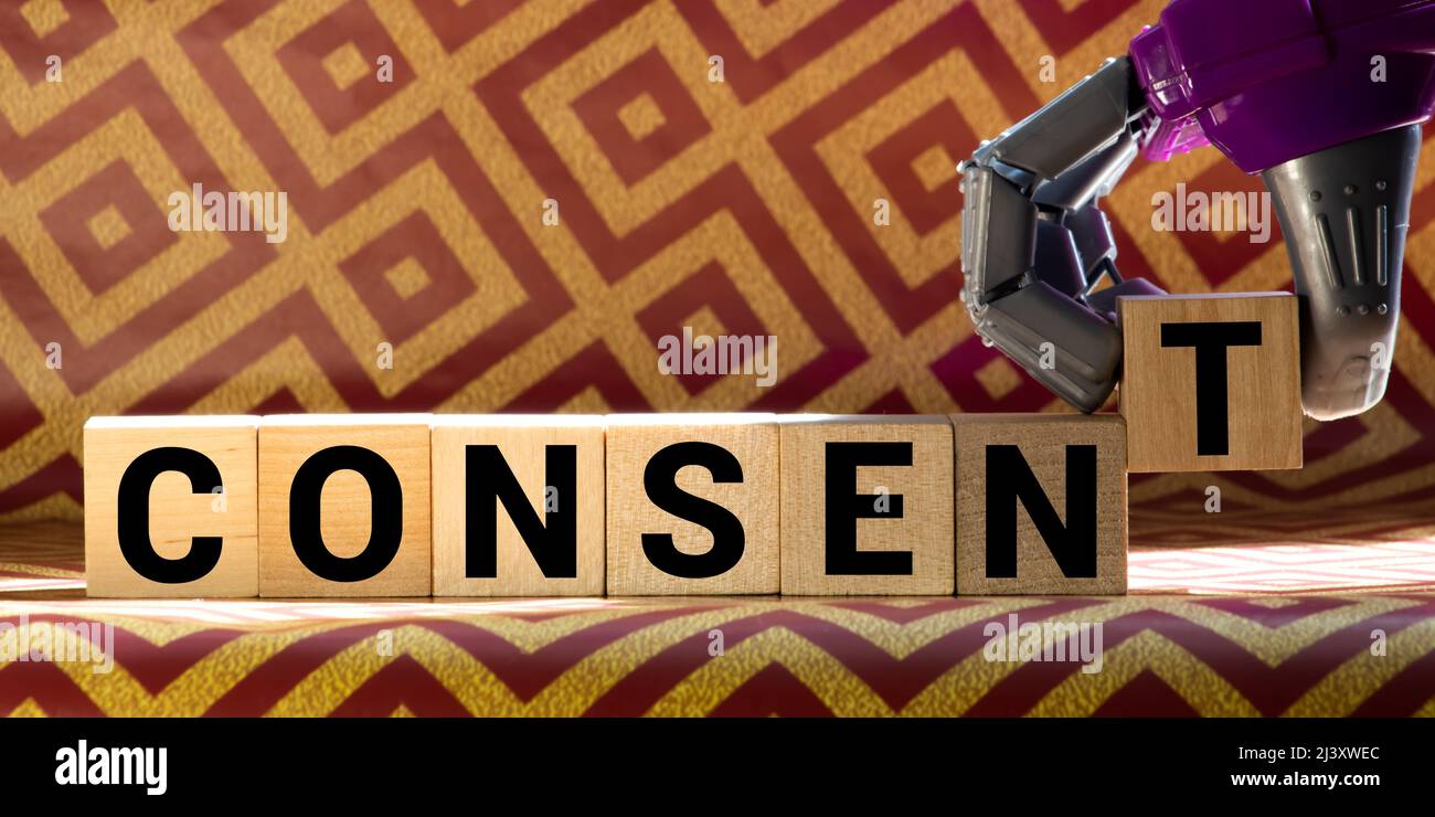 Consent word from wooden blocks on desk Stock Photo - Alamy