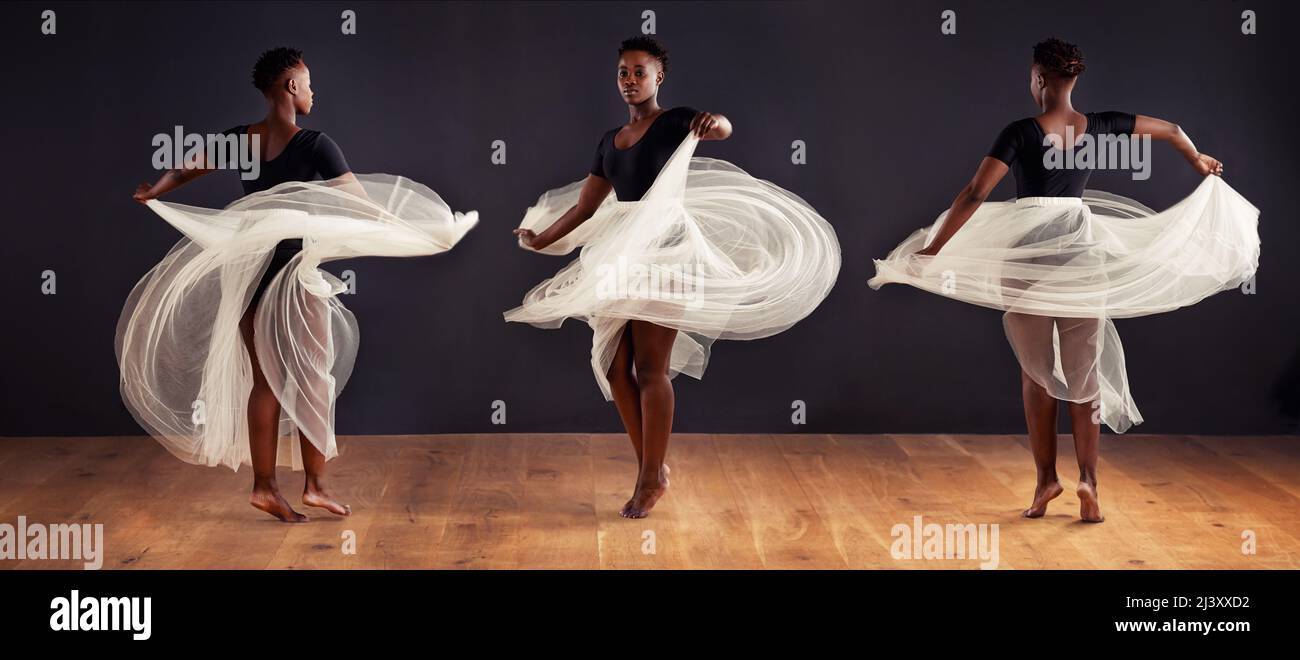 Feel the flow. Montage of a young female contemporary dancer using a ...