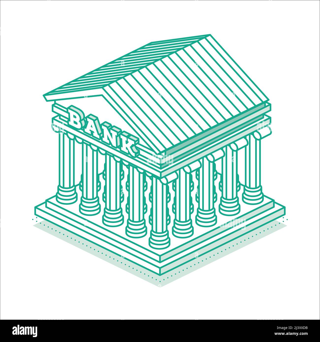 Building of Central Bank or Commercial Bank Isolated on White. Vector ...