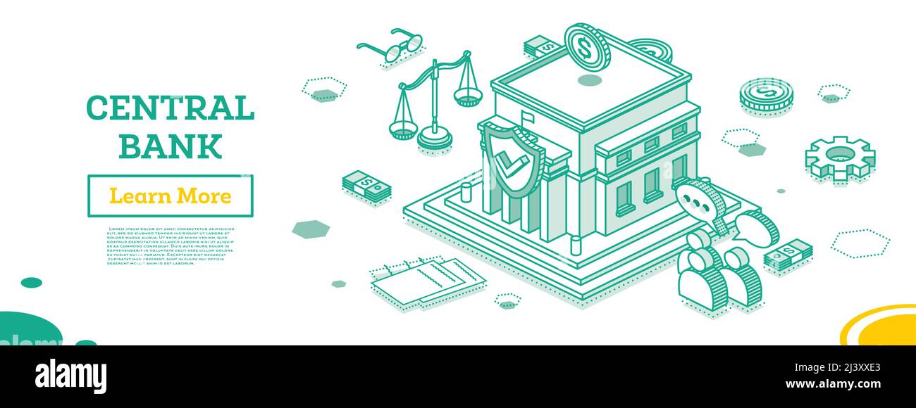National Central Bank Building. Isometric Financial Concept. Vector ...