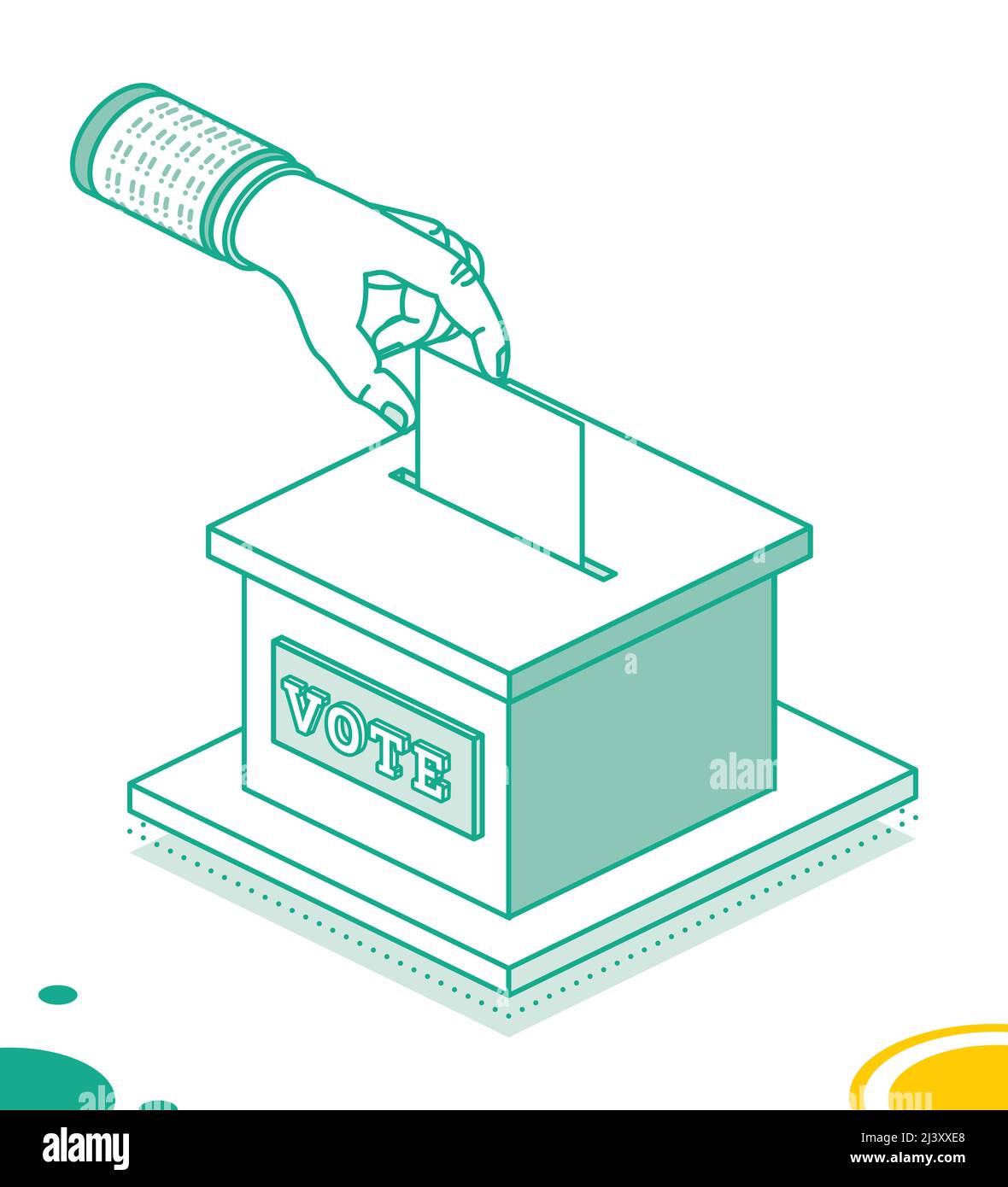 Voting Concept. Hand Puts Vote Bulletin into Vote Box. Vector Illustration. Isometric Election ...