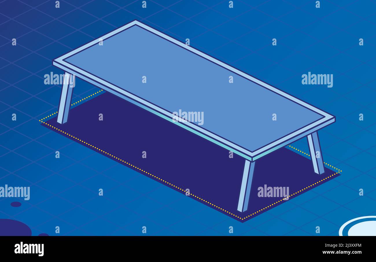 Modern Office Table with Four Legs. Empty Desk. Isometric Concept ...