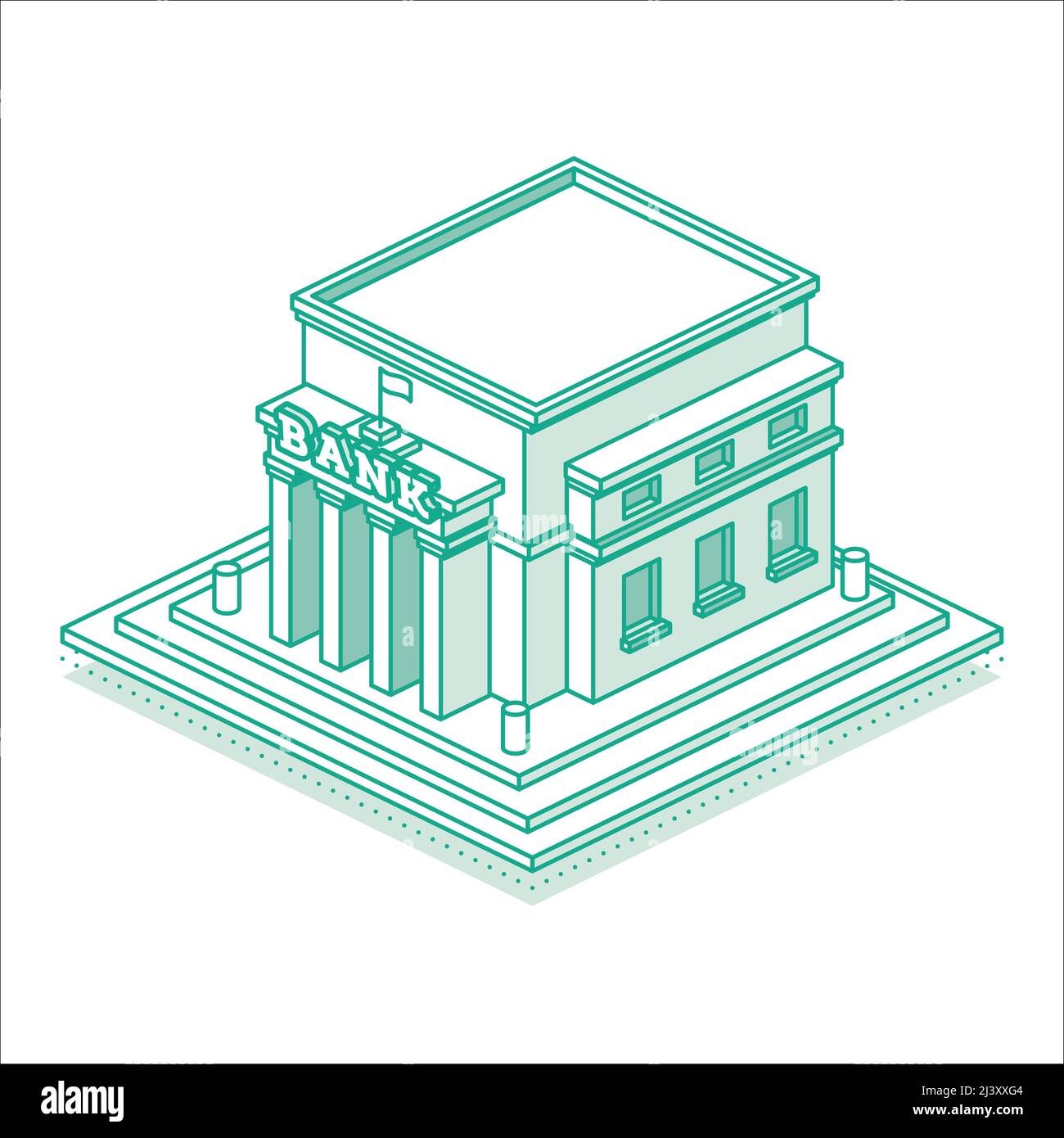 Building of Central Bank or Commercial Bank Isolated on White. Vector ...