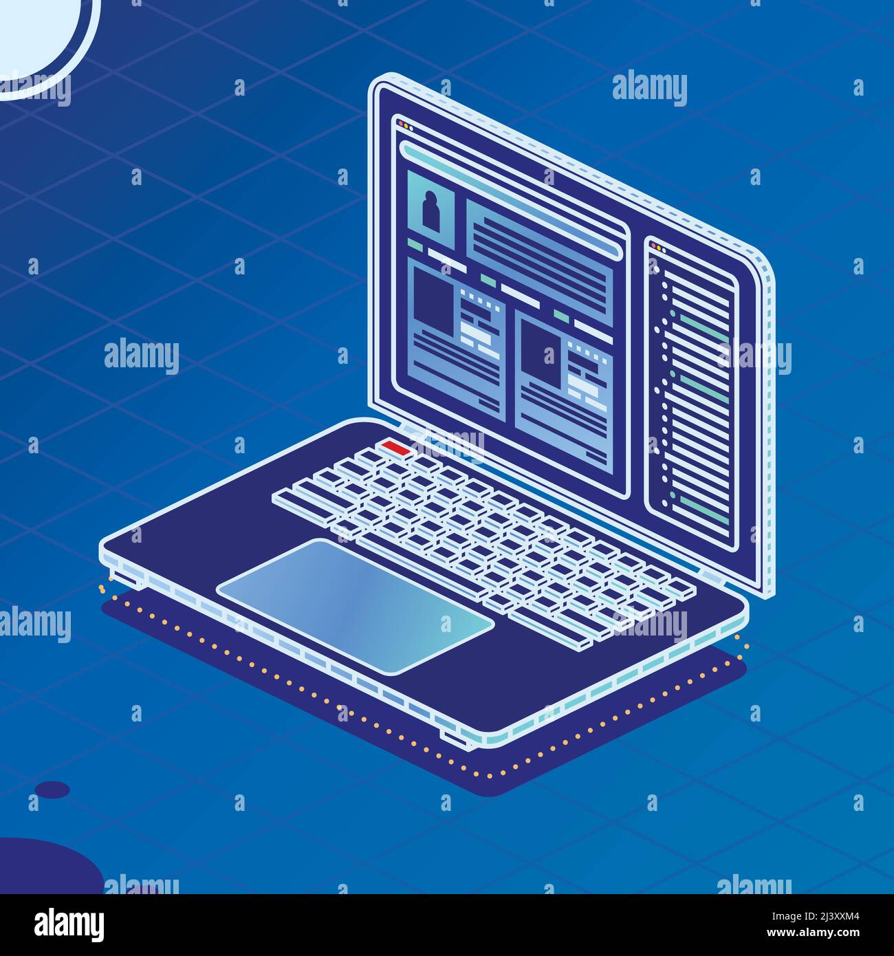Isometric Laptop on Blue. Creating a Site Layout. Vector Illustration ...