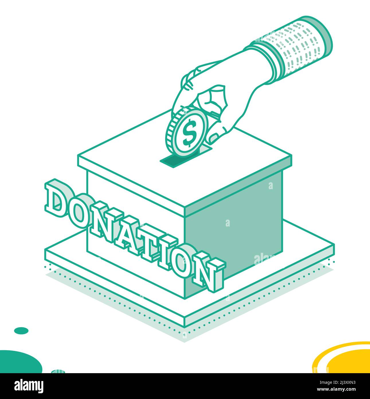 Putting coin in money box Stock Vector Images - Alamy