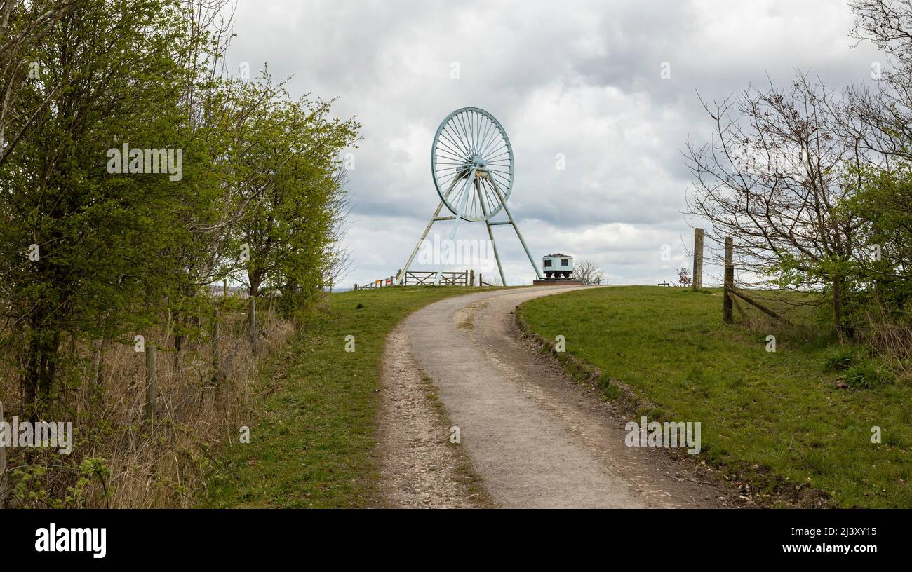 Newcastle-under-Lyme, Staffordshire, 04,08.2022,Apedale pit wheel ...