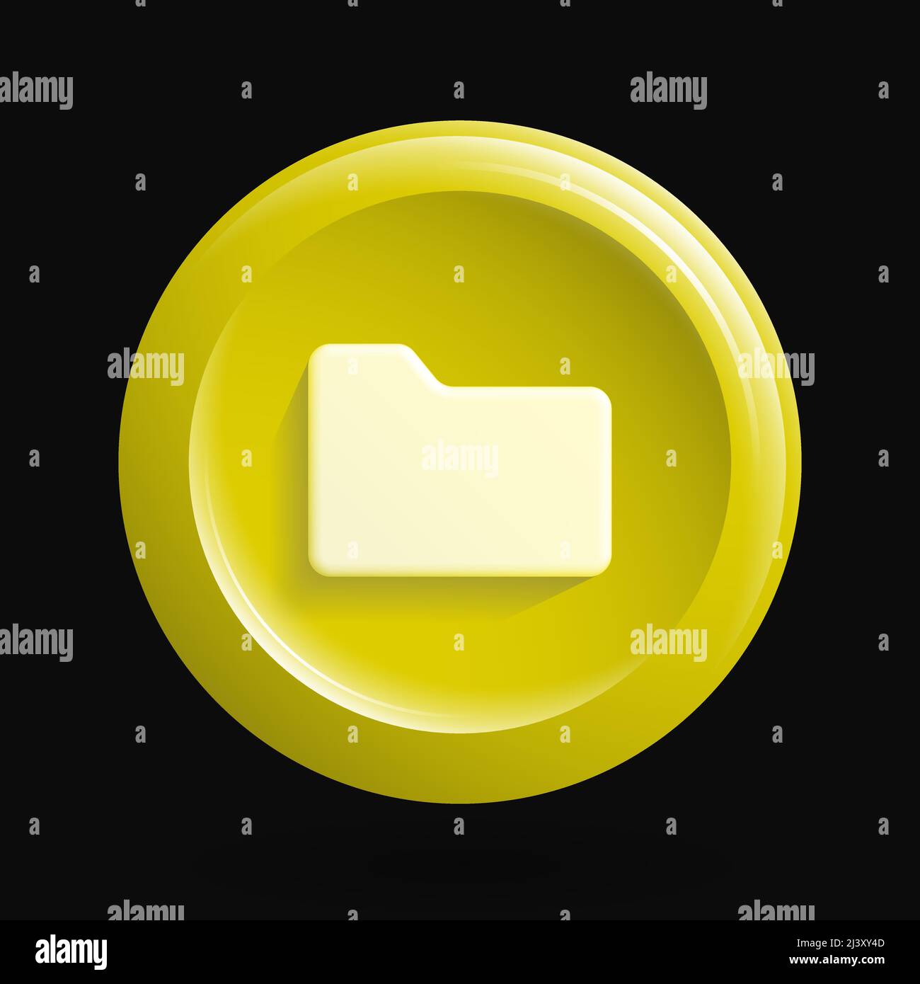 Simple Yellow Folder Icon. 3d File Manager Button. Vector illustration ...