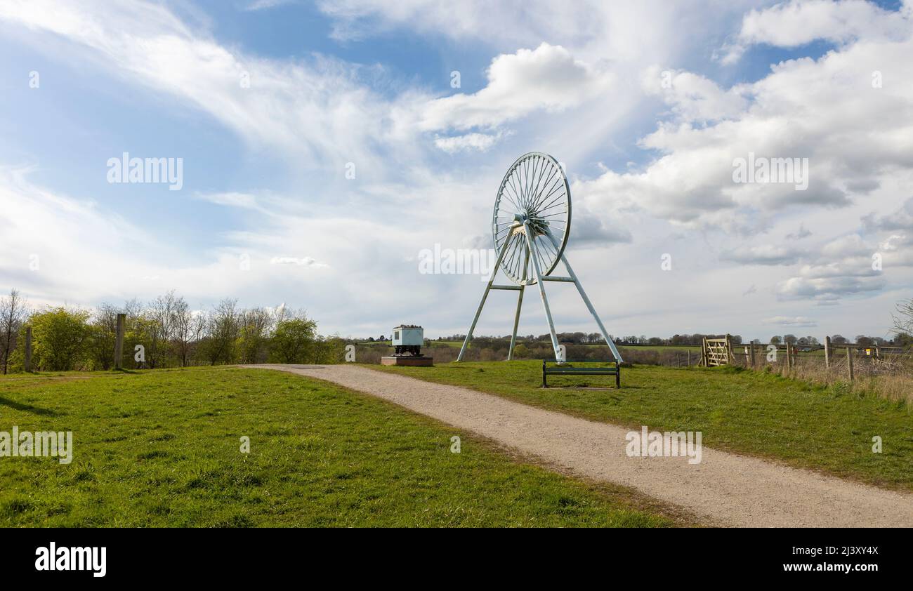 Newcastle-under-Lyme, Staffordshire, 04,08.2022,Apedale pit wheel ...