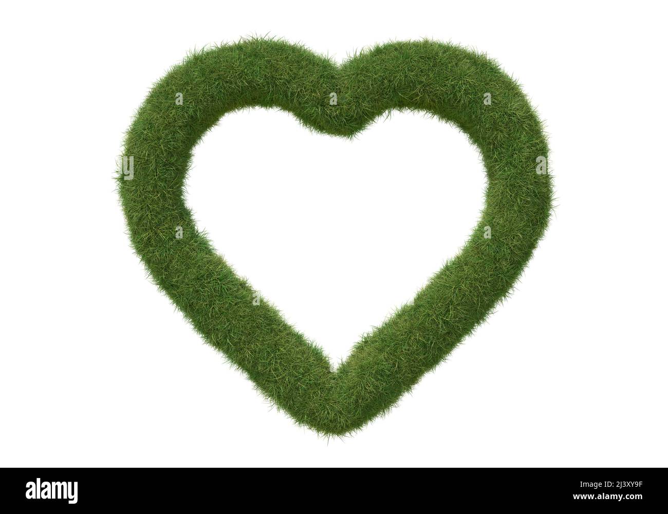 Heart shape frame made of grass, isolated on white. 3D image Stock ...