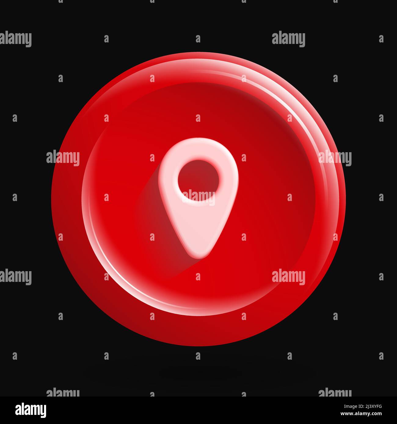 Geolocation 3D Icon. Red Round App Logo. Vector illustration Stock ...