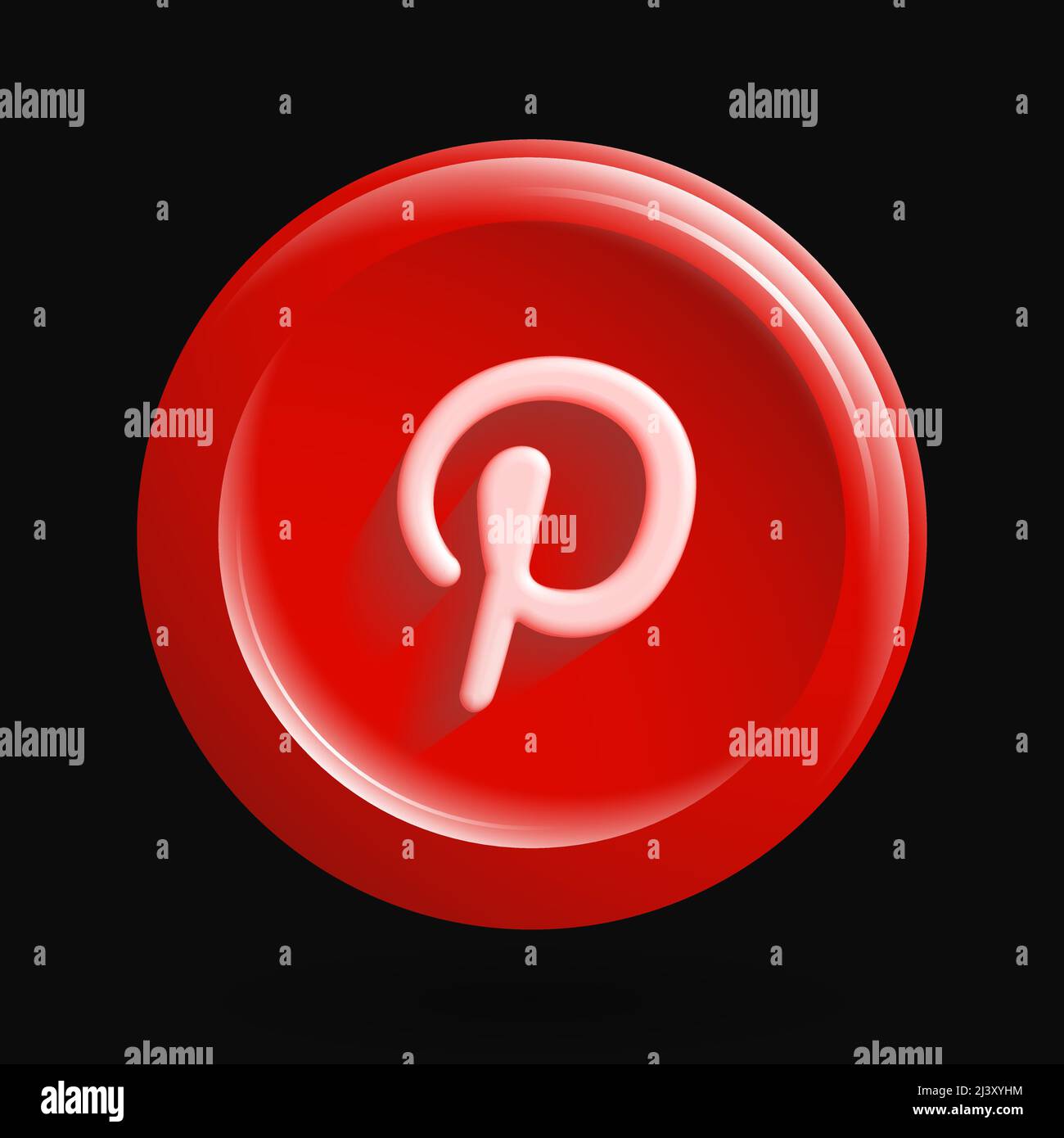 Social Media Red P Icon. 3D Isolated Logotype. Vector illustration ...