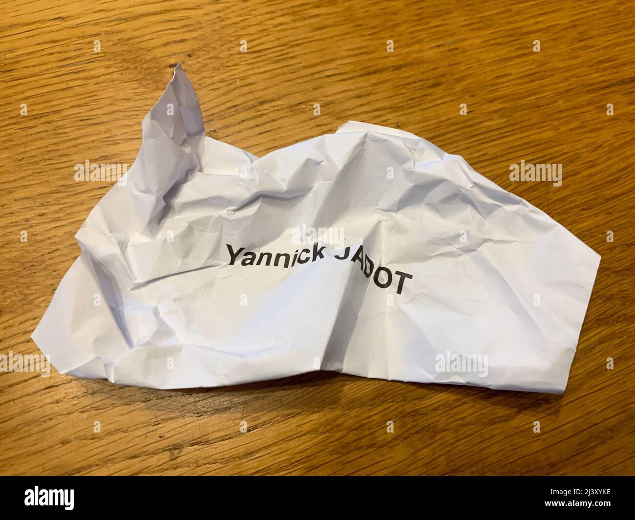 French Presidential elections 2022: Crumpled Ballot of Yannick Jadot ...