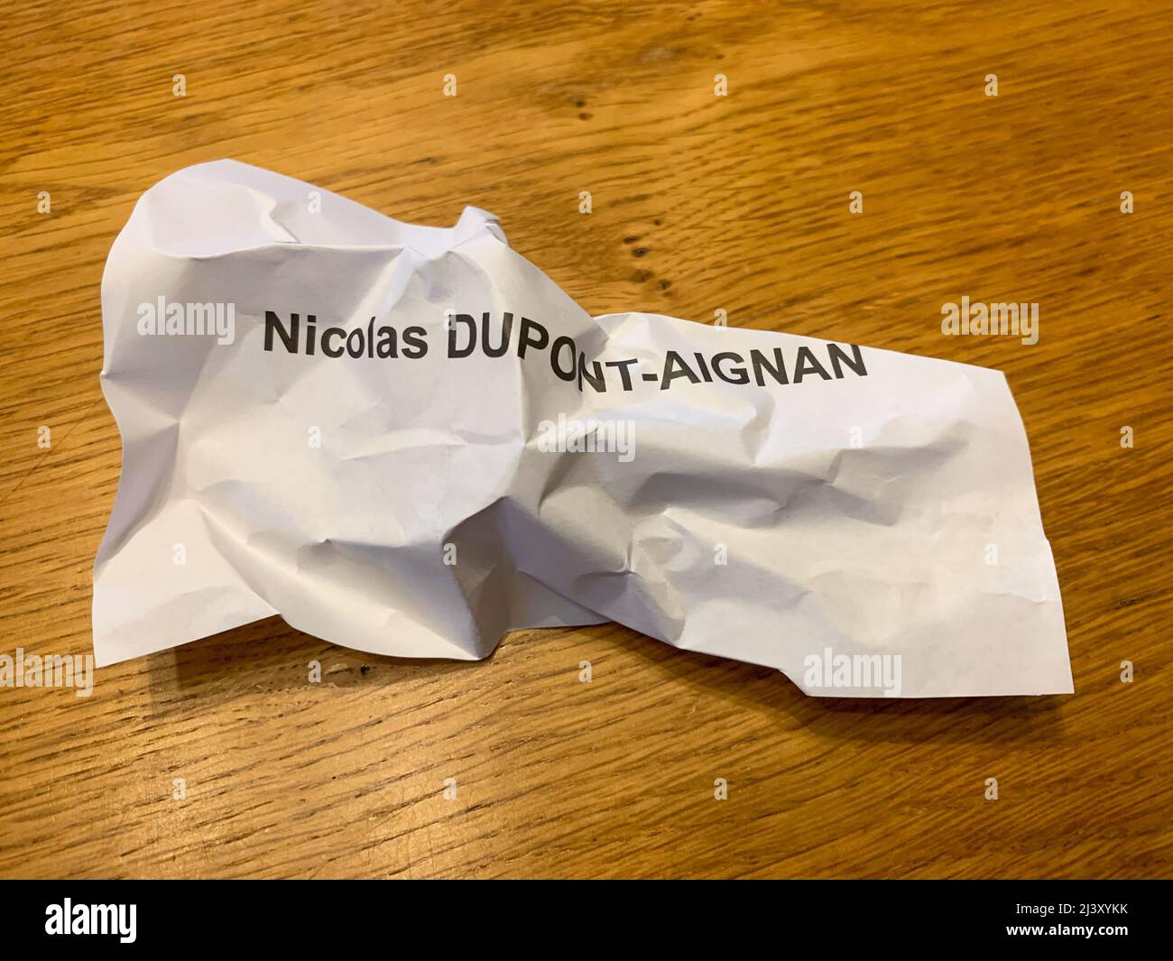 French Presidential elections 2022: Crumpled Ballot of Nicolas Dupont ...