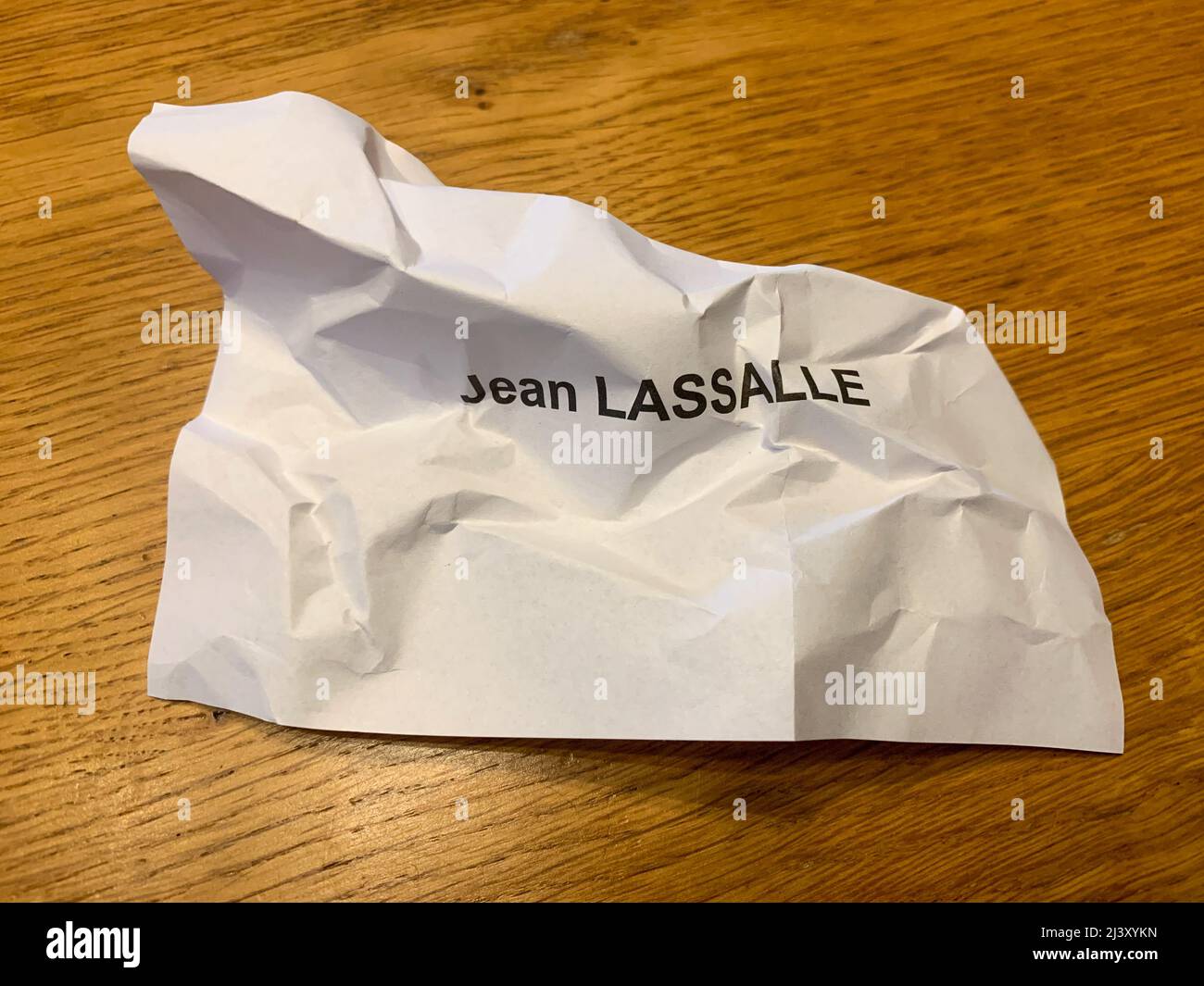 French Presidential elections 2022: Crumpled Ballot of Jean Lassalle ...