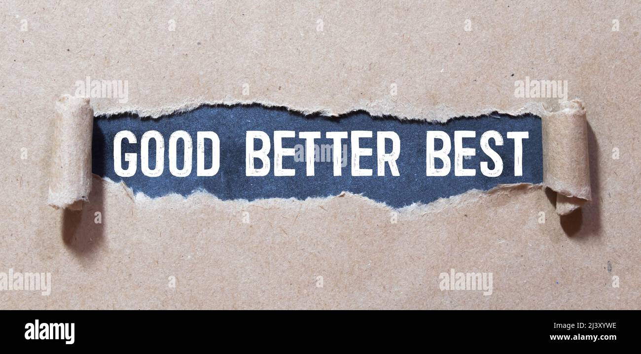 Red circle and pencil Good, Better Best text Stock Photo - Alamy