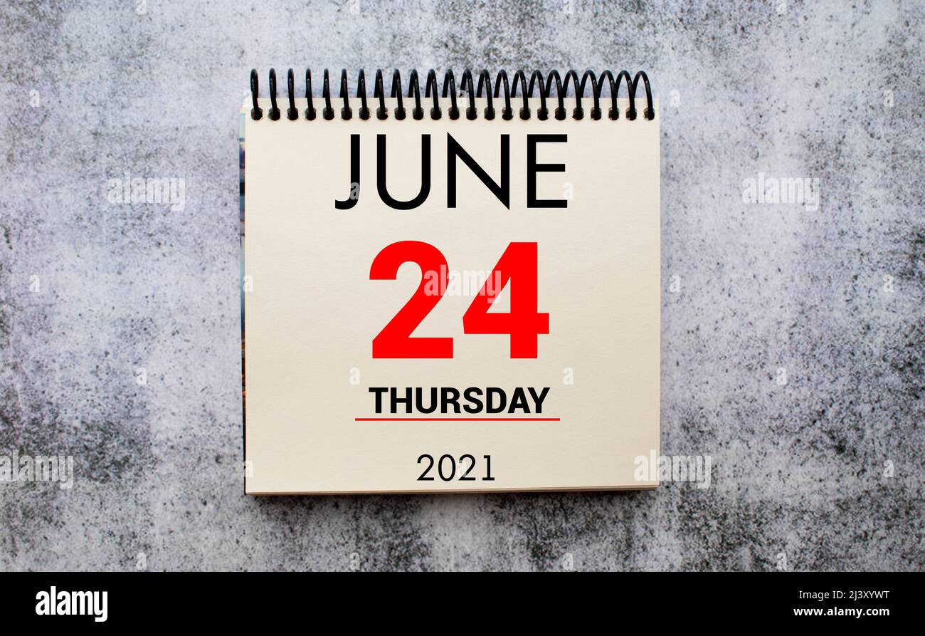 Save the Date written on a calendar - June 24 Stock Photo - Alamy