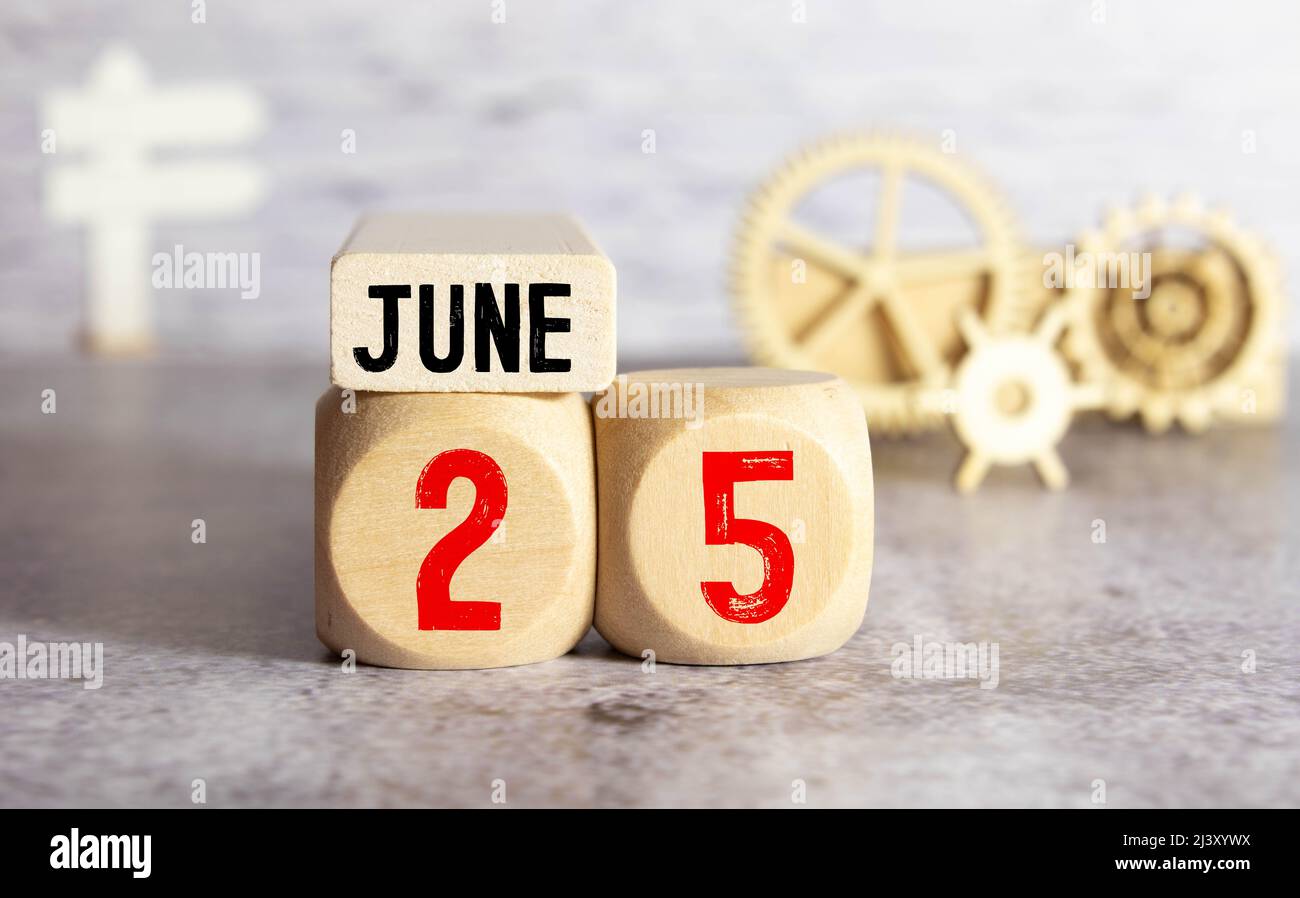 June 25th. Image of june 25 wooden color calendar on white background ...