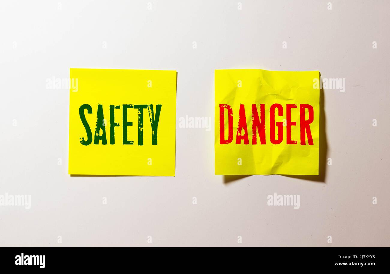 Safety First sign on caution strip Stock Photo - Alamy