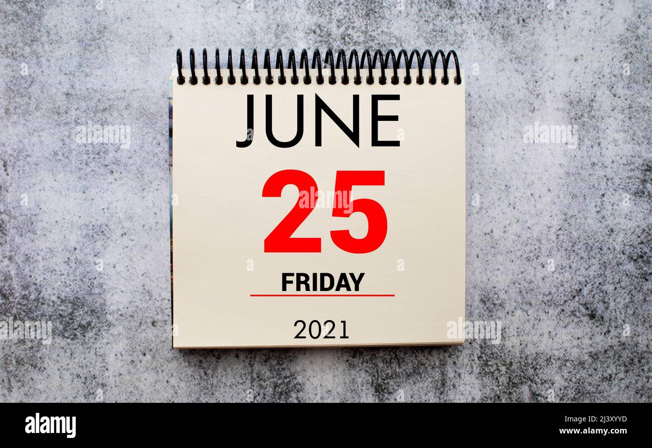 June 25th. Image of june 25 wooden color calendar on white background ...