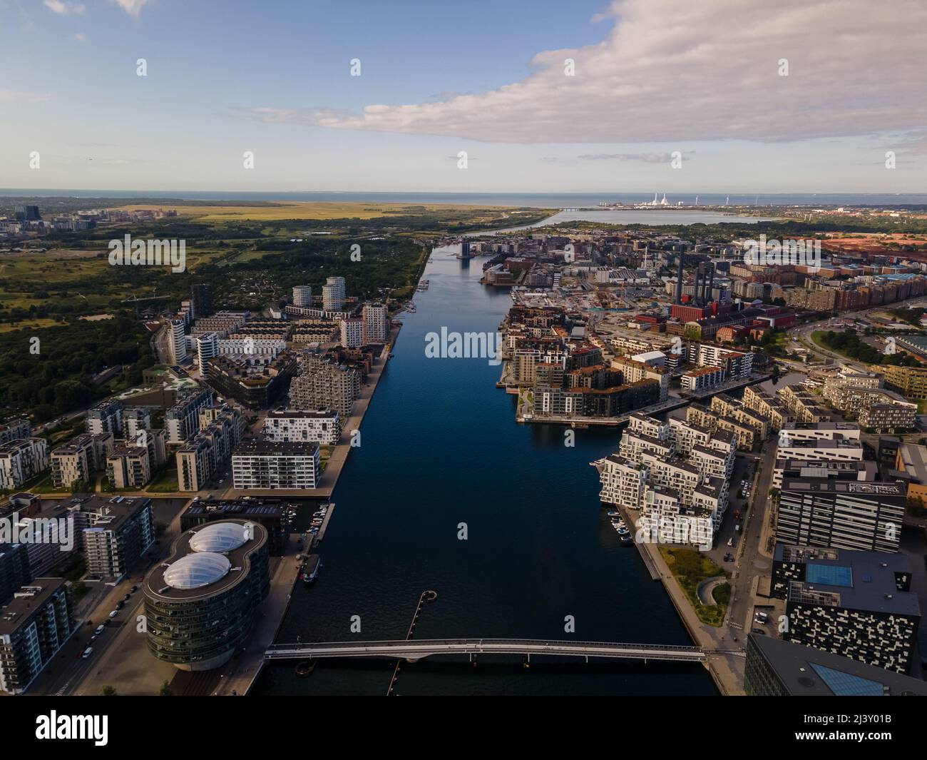 Beautiful cinematic aerial view of the of the city of Copenhagen ...