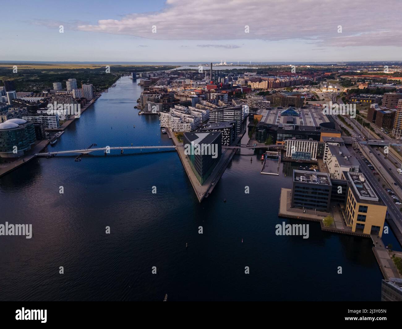 Beautiful cinematic aerial view of the of the city of Copenhagen ...