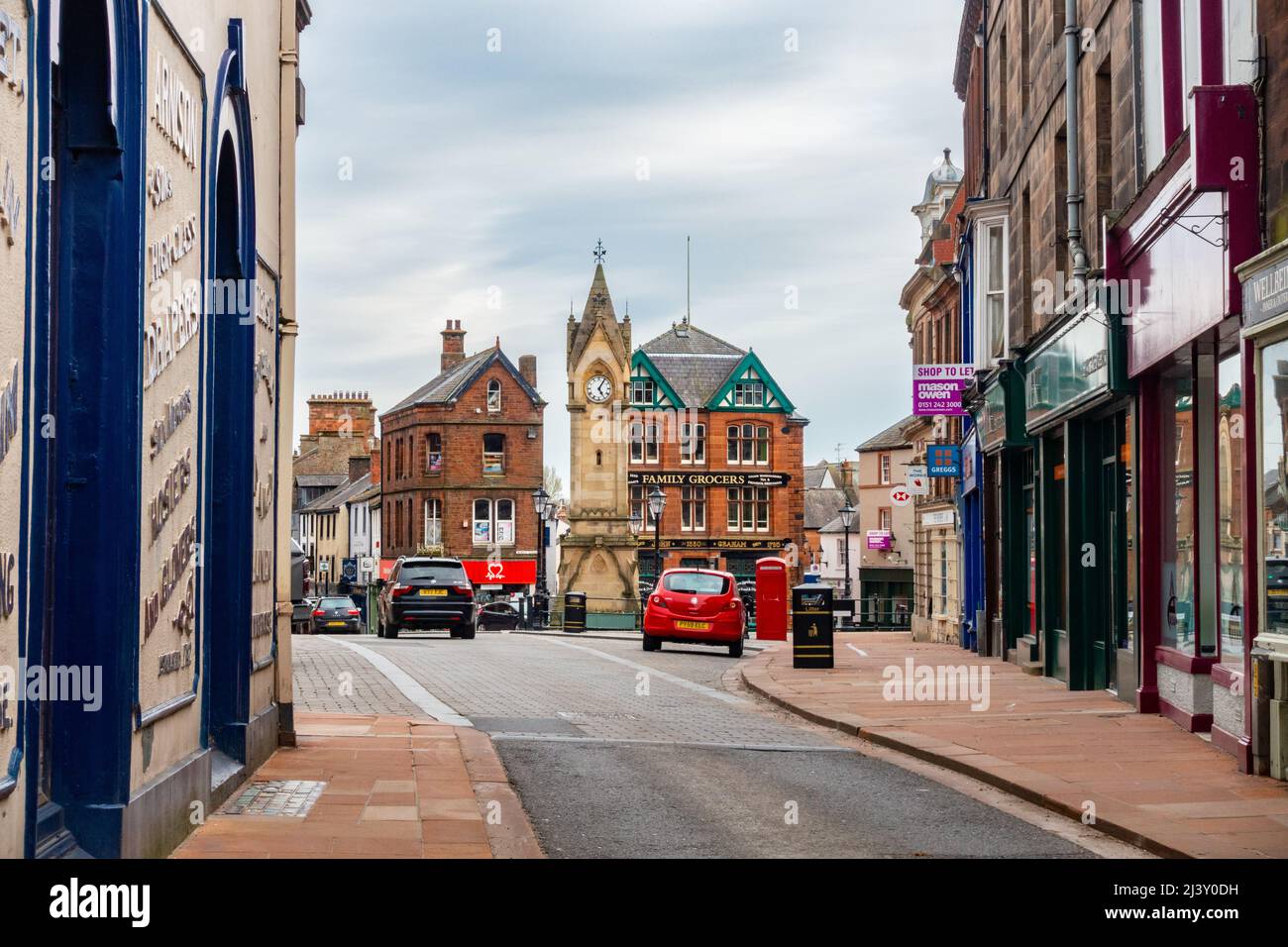 A view along Middle gate in Penrith, UK, looking towards Market Square ...