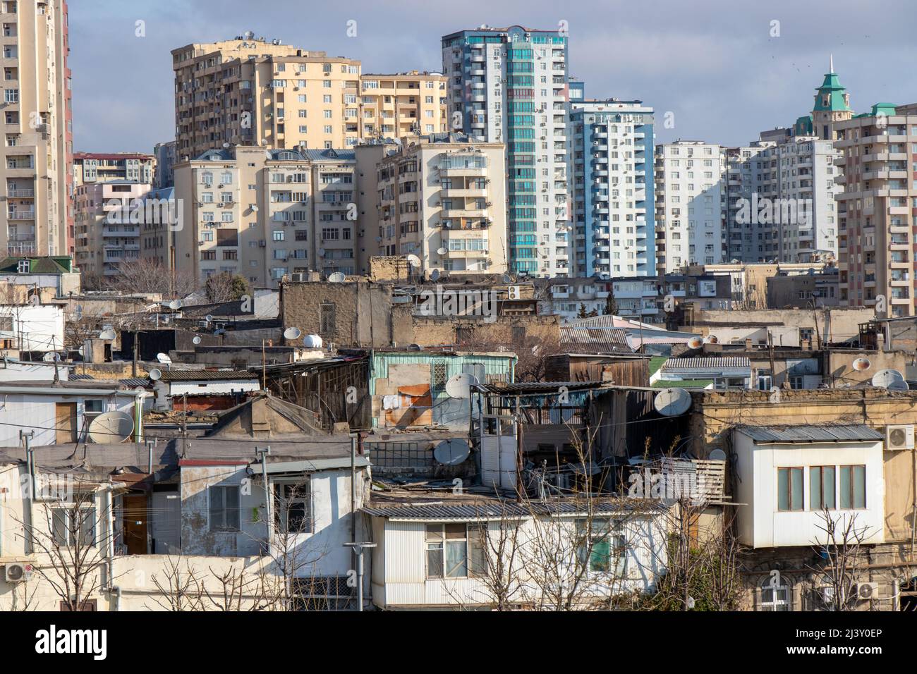Old Baku. Sovetsky is the historic street of Baku. Old houses ...