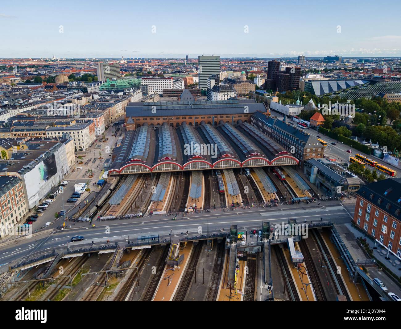 Beautiful cinematic aerial view of the of the city of Copenhagen ...