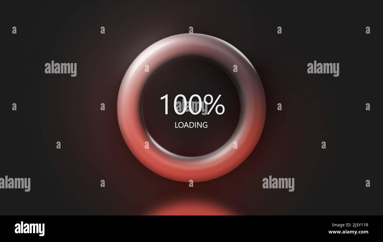 Loading background with red color and percentages. Motion. 3D loading ...