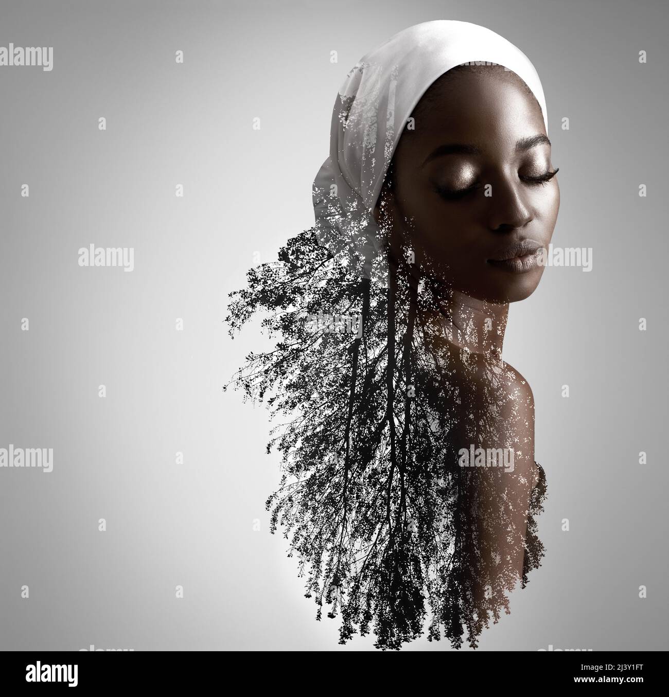 Woman trees double exposure hi-res stock photography and images - Alamy