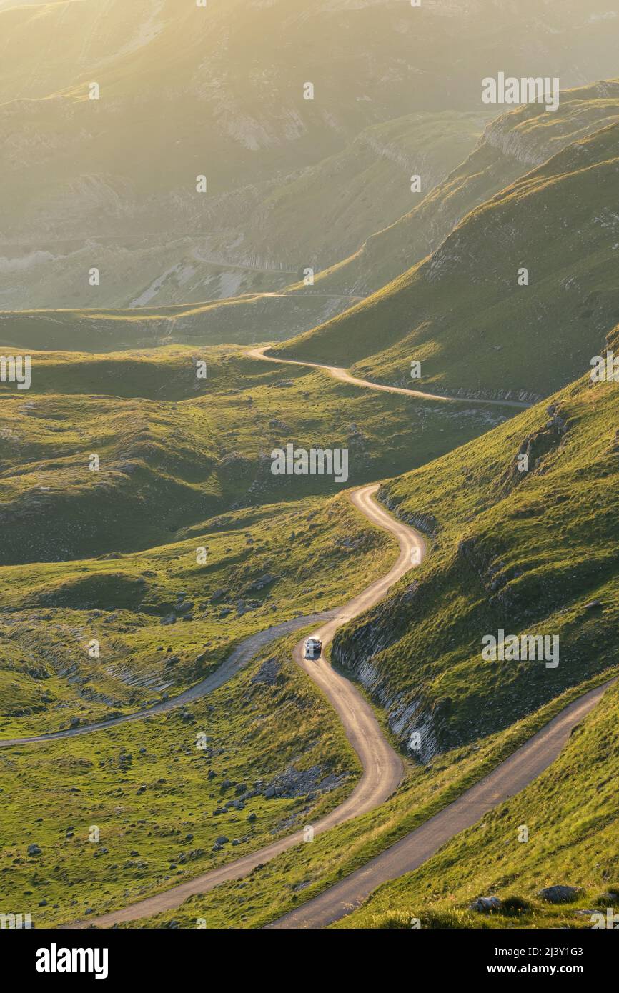 Sunset at Sedlo pass in Durmitor National park, village Zabljak ...