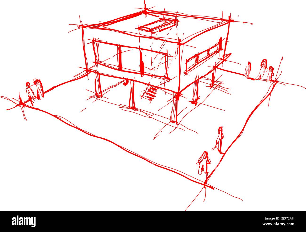 architectural sketch of modern house with no background Stock Photo - Alamy
