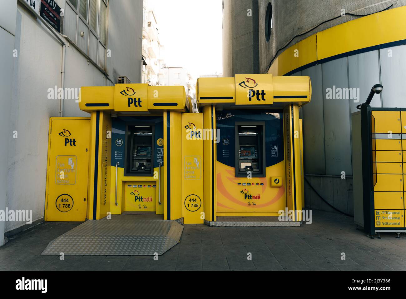 ISTANBUL,TURKEY - dec, 2021 People waiting outside of PTT, national ...