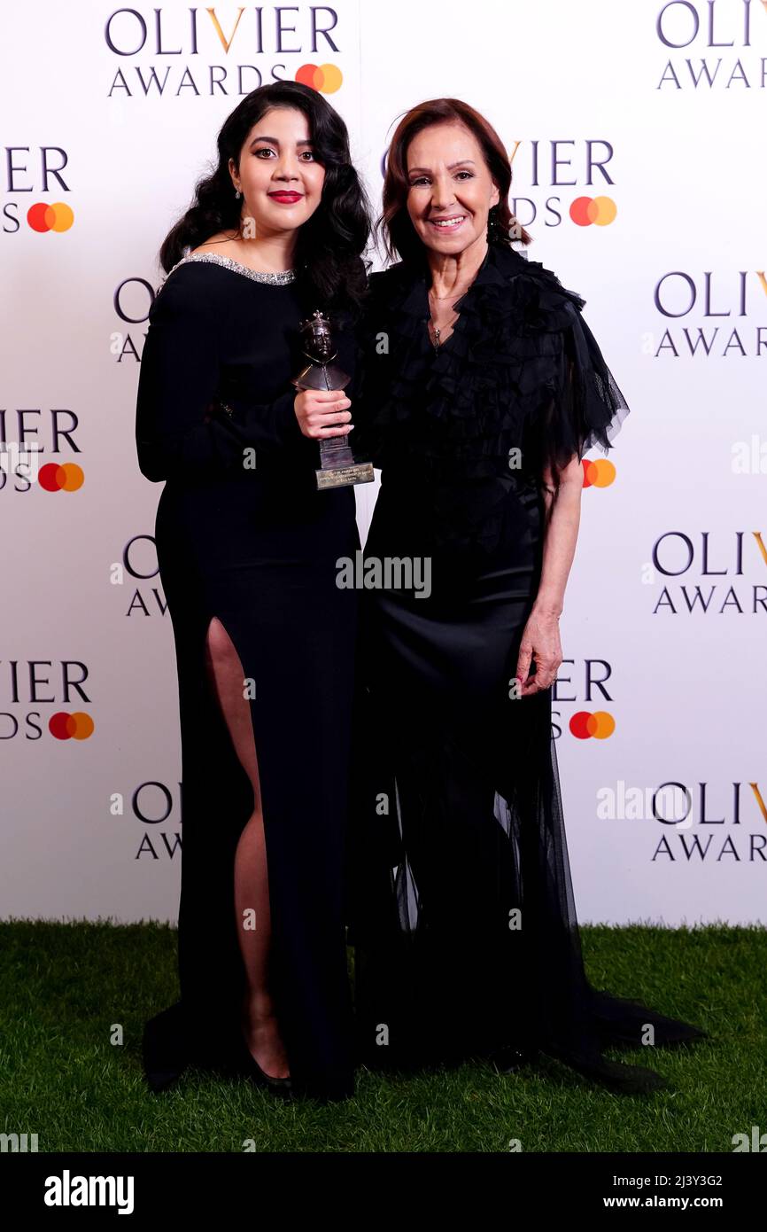 Arielle Smith in the press room with presenter Arlene Phillips after ...
