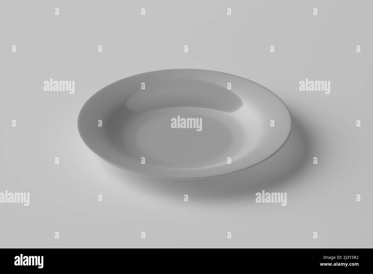 White plate on a white background. Side view. Illustration Stock Photo ...