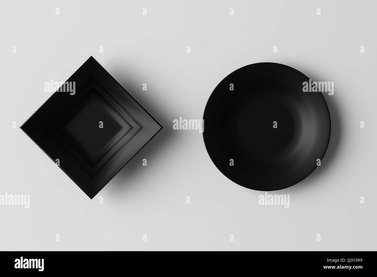 The plate is round and square. Different types of kitchen plates. White ...