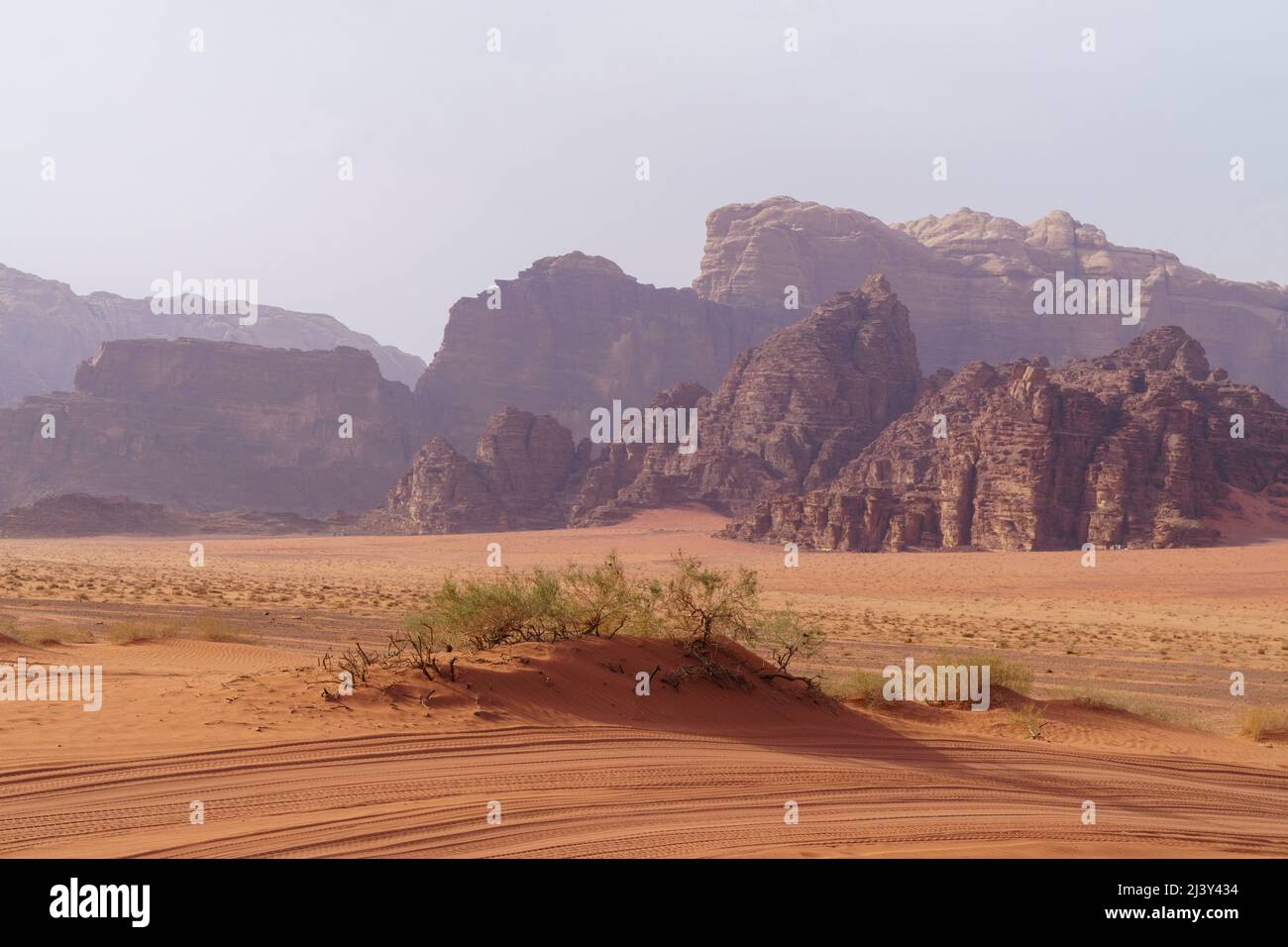 Wadi Rum desert, Jordan. The Valley of the Moon. Red sand, mountains ...