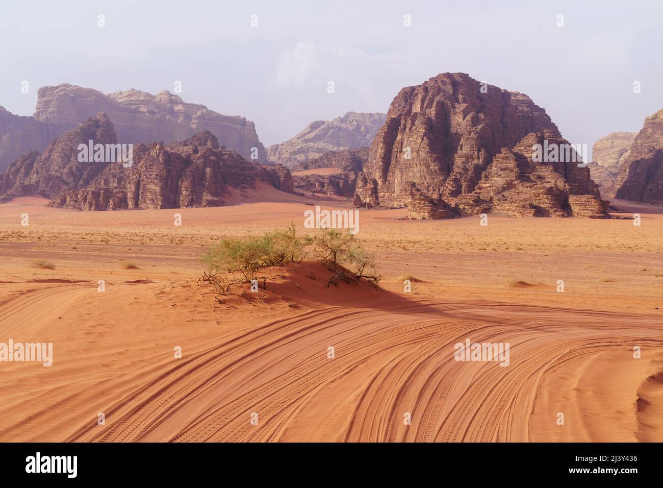 Wadi Rum desert, Jordan. The Valley of the Moon. Red sand, mountains ...