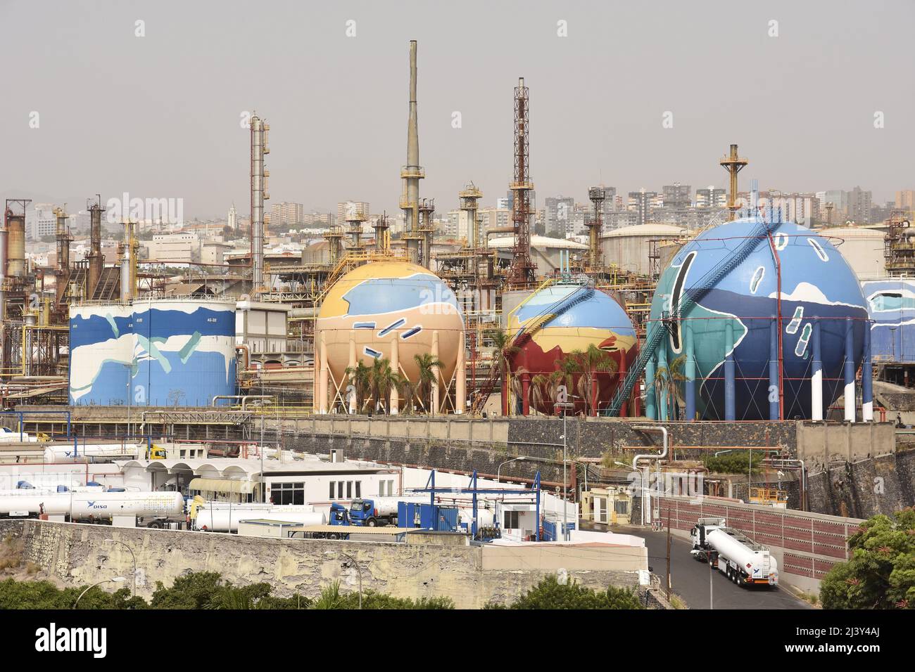 Oil refinery on the outskirts of Santa Cruz de Tenerife Canary Islands ...