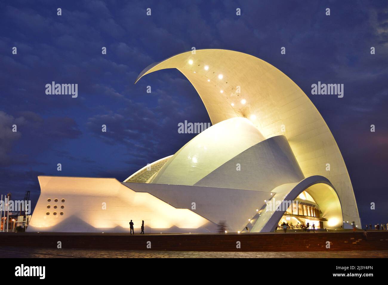 Auditorio de Tenerife, modern landmark architecture illuminated at ...