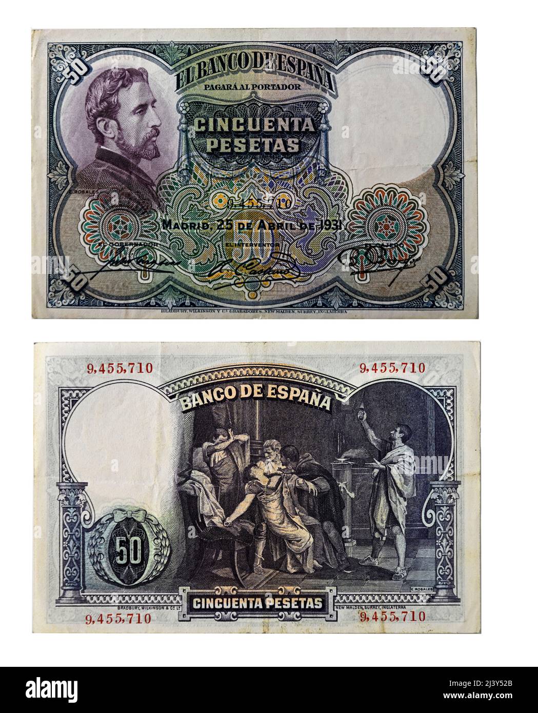 Spanish peseta - 50 peseta banknote from 1931 Stock Photo - Alamy