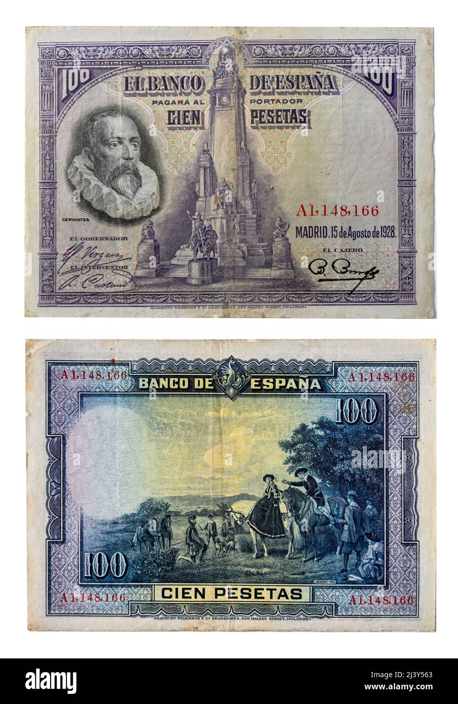 Spanish peseta - 100 peseta bill from 1928 Stock Photo - Alamy