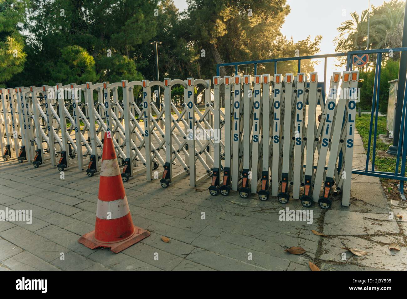 Fence with the inscription Police. Police fences in Turkey. High ...