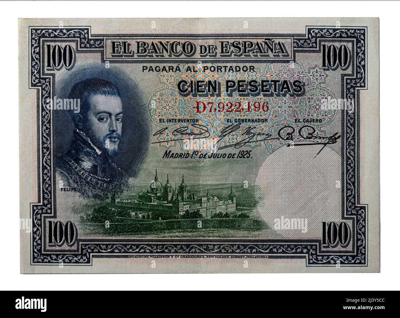 Spanish peseta - 100 peseta bill from 1928 Stock Photo - Alamy