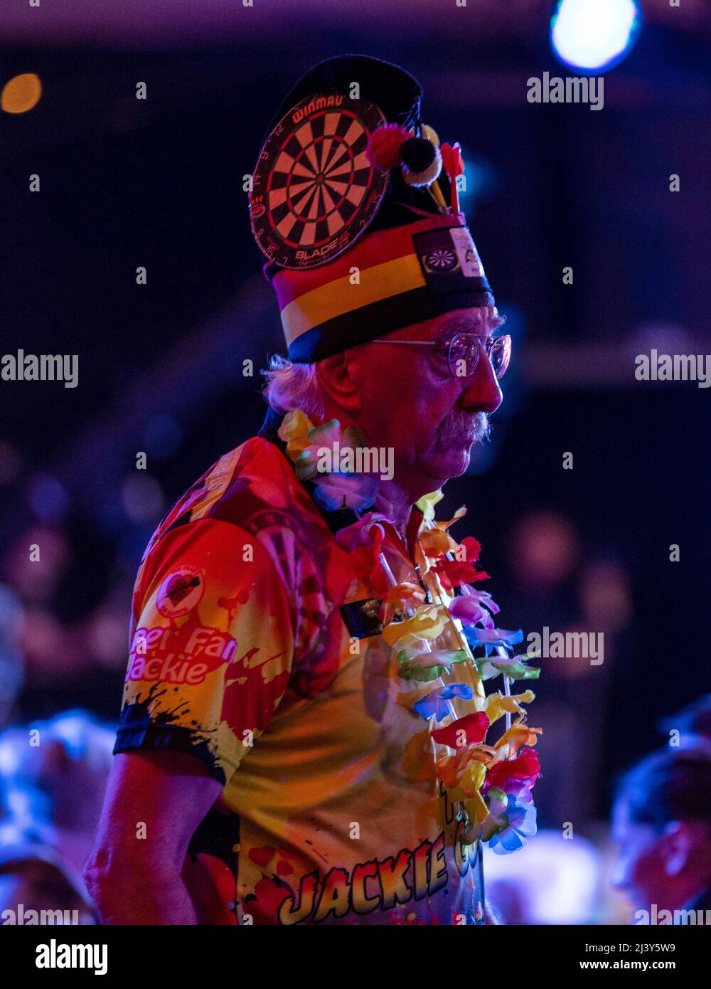 A fan in fancy dress in the crowd during the 2022 Lakeside World ...