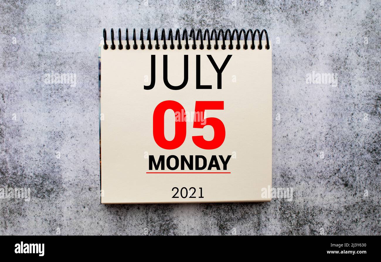 Save the Date written on a calendar - July 05 Stock Photo - Alamy