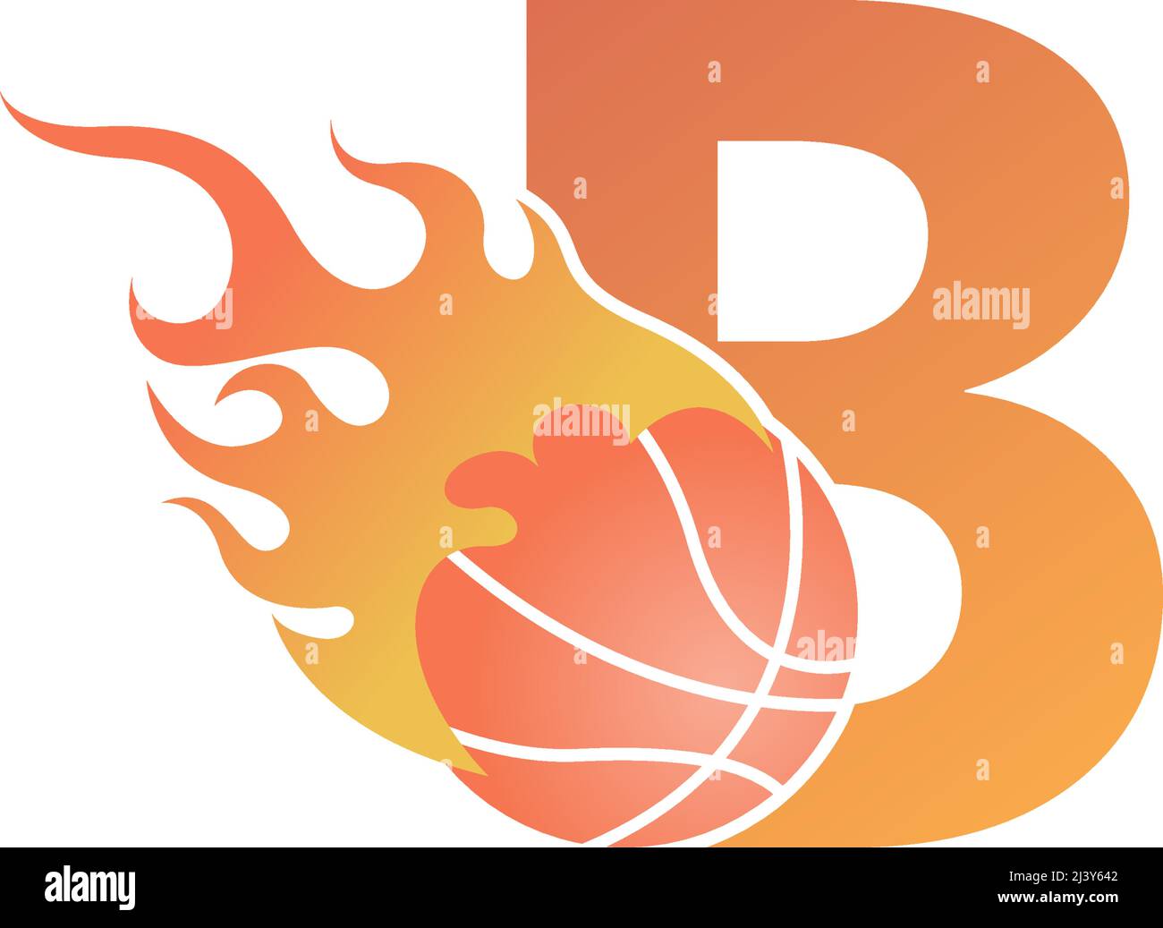 Letter B with basketball ball on fire illustration vector Stock Vector ...